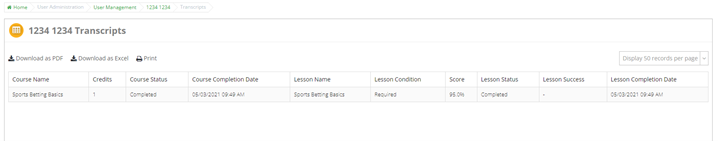 Transcripts vs Course Completion Report